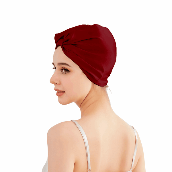 WINE RED SILK TURBAN – A Good Night Sleep